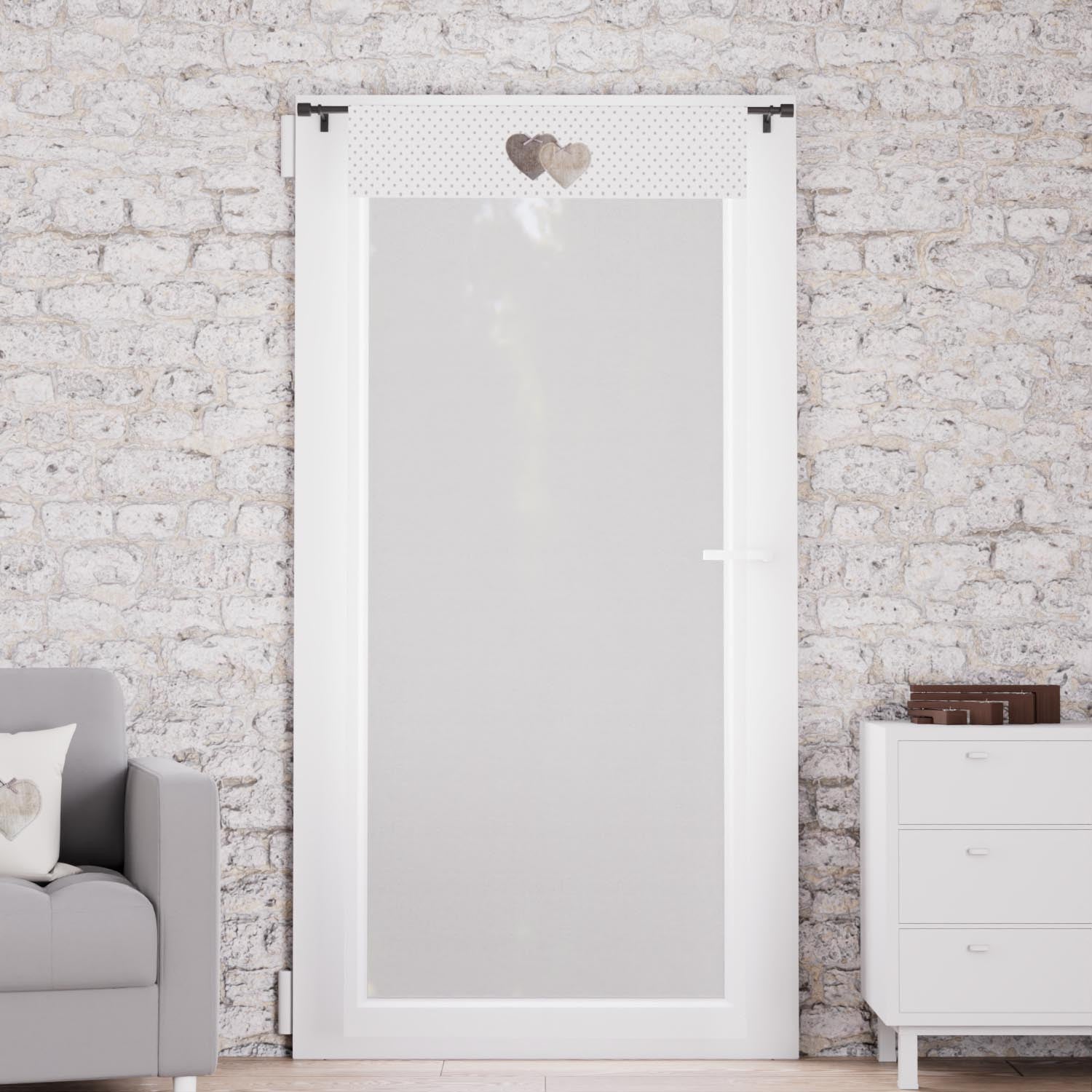 Brise bise pur coton 70x200 cm LOVE gris, par Soleil d'Ocre | Leroy Merlin