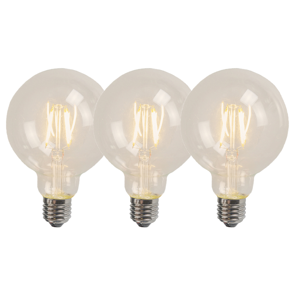 Lot de 3 ampoules LED à filament E27 G95 4W 320lm 2700K | Leroy Merlin