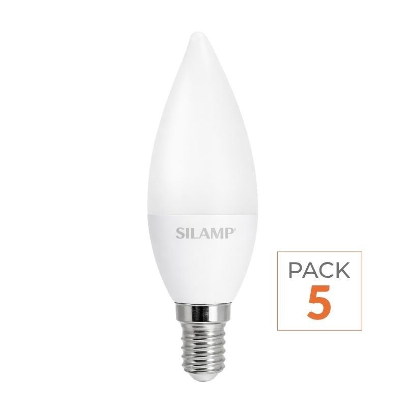 Pack de 5 - Ampoule LED E14 8W 220V C37 180° - Blanc Froid 6000K ...