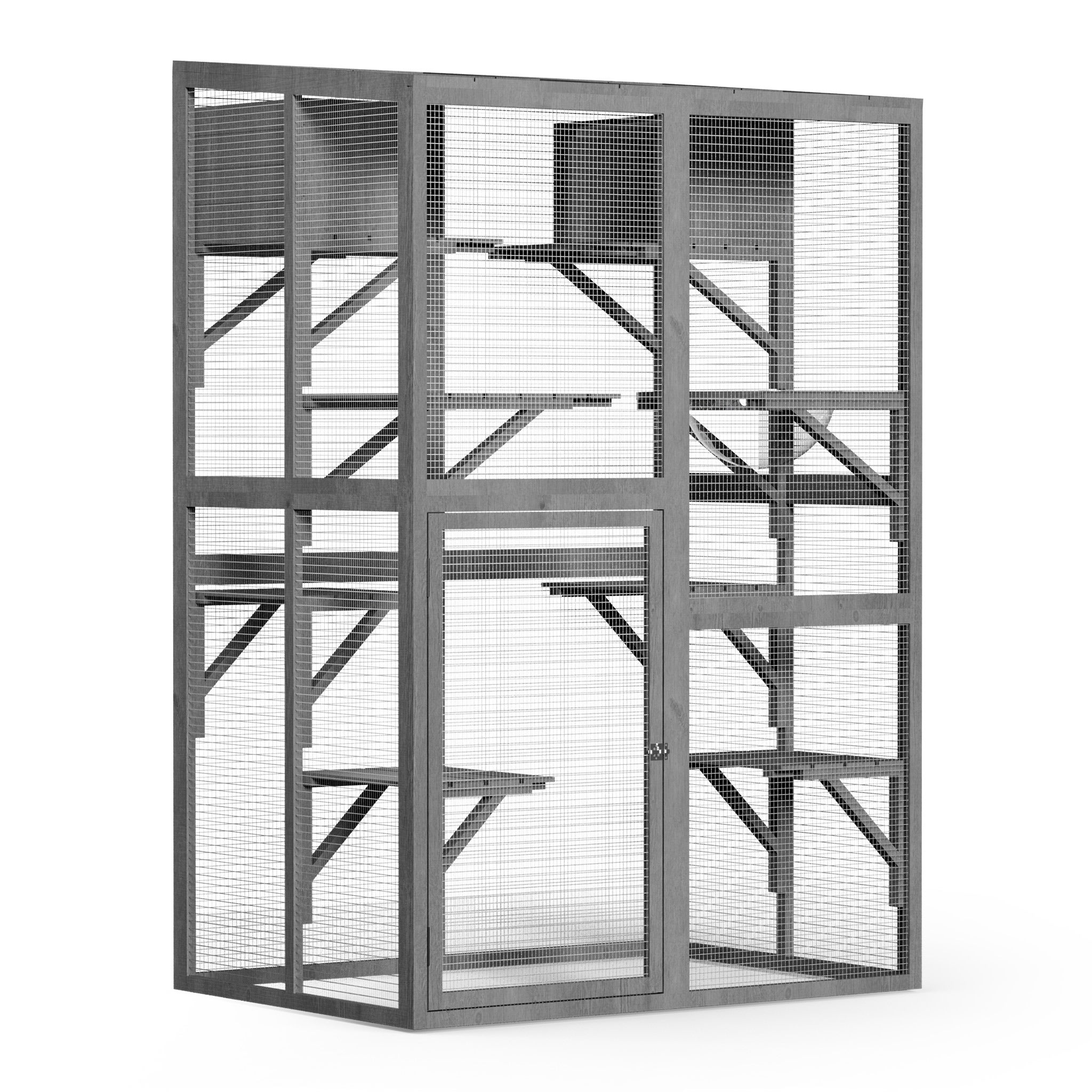 Enclos extérieur pour chats – 116 x 82 x 175,7 cm – en Bois de sapin ...