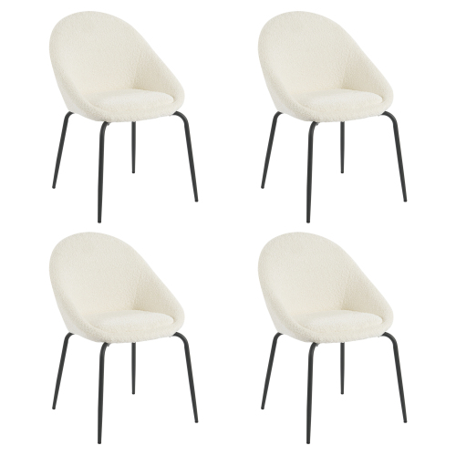 Chaise moderne en bouclé avec cadre en métal et pieds réglables – blanc ...