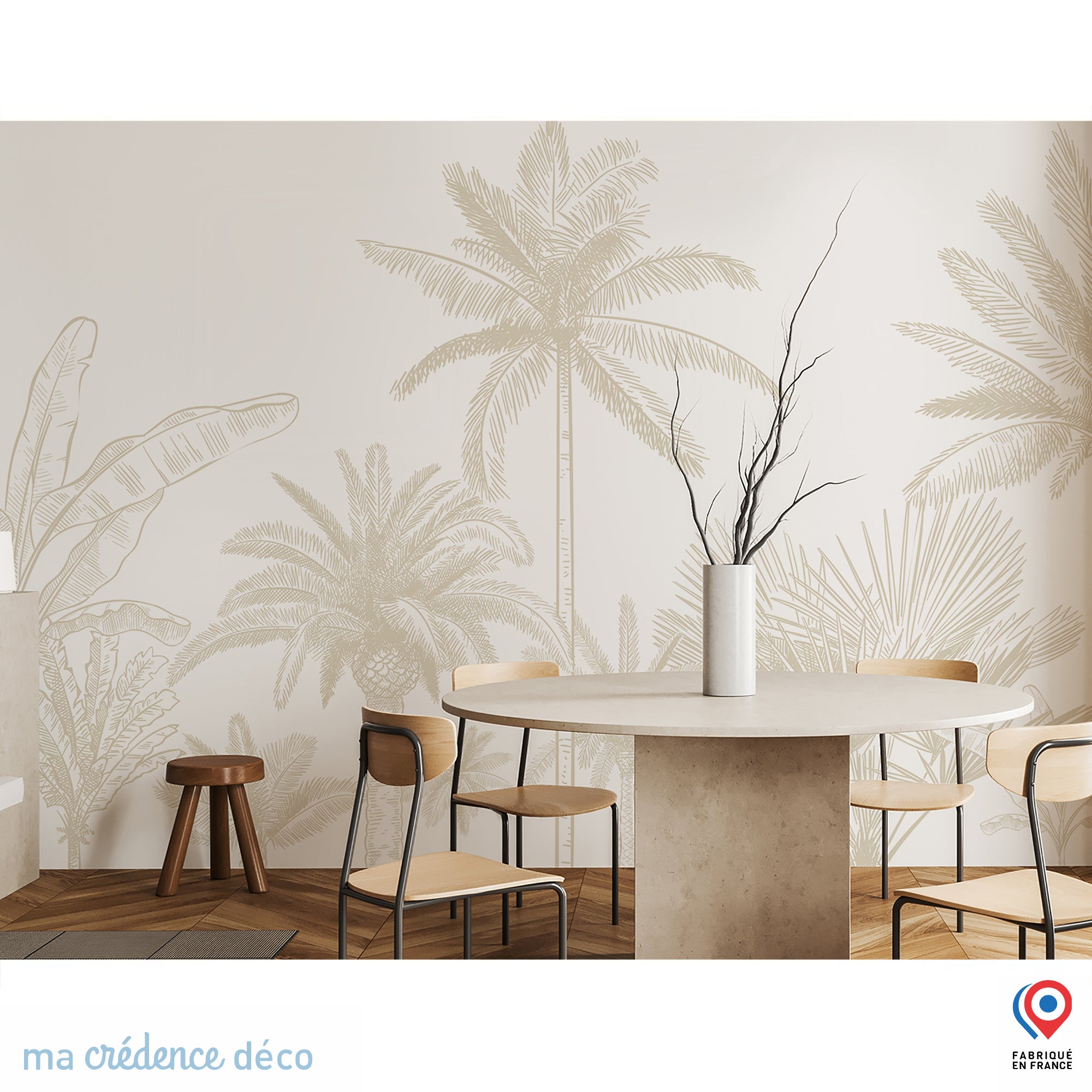 Papier peint Palmiers colorés - Intissé - L.300 x H.280 cm ...