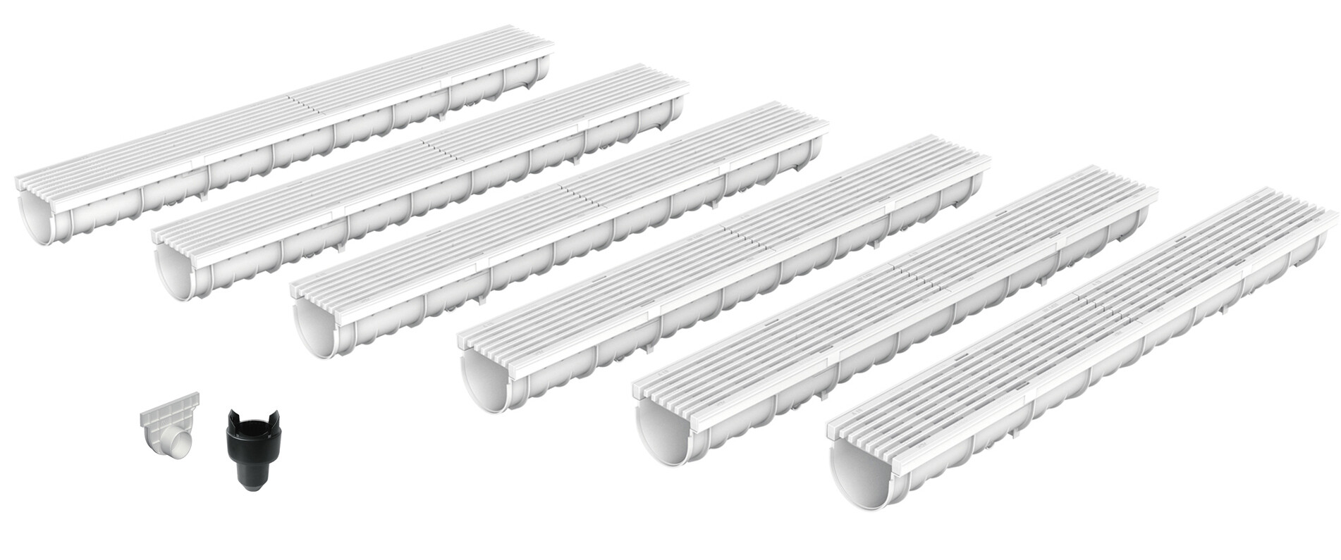 Pack de 6 Caniveaux extérieurs avec grille à fentes longitudinales en ...