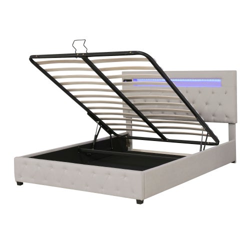 Cama doble acolchonada, cama familiar, cama plataforma con USB ...