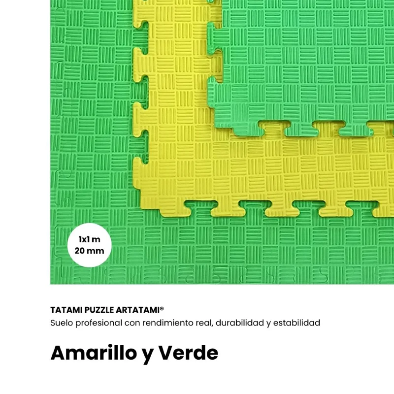 Artatami® Tatami Puzzle 1x1x20 mm Verde - Amarillo Pack Ahorro【12 ...