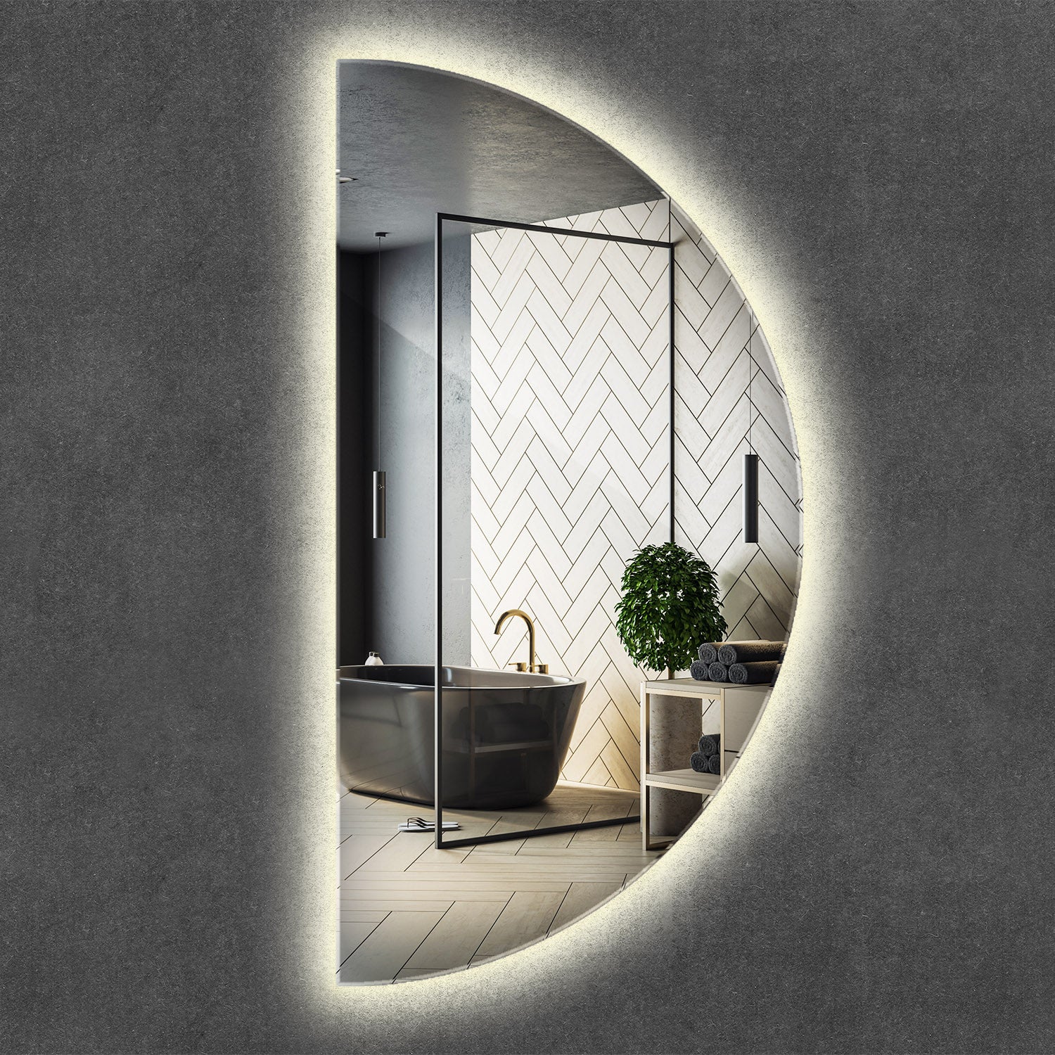 Specchio LED Semicircolare Loft 90 cm | Luce Neutra | Specchio Moderno ...