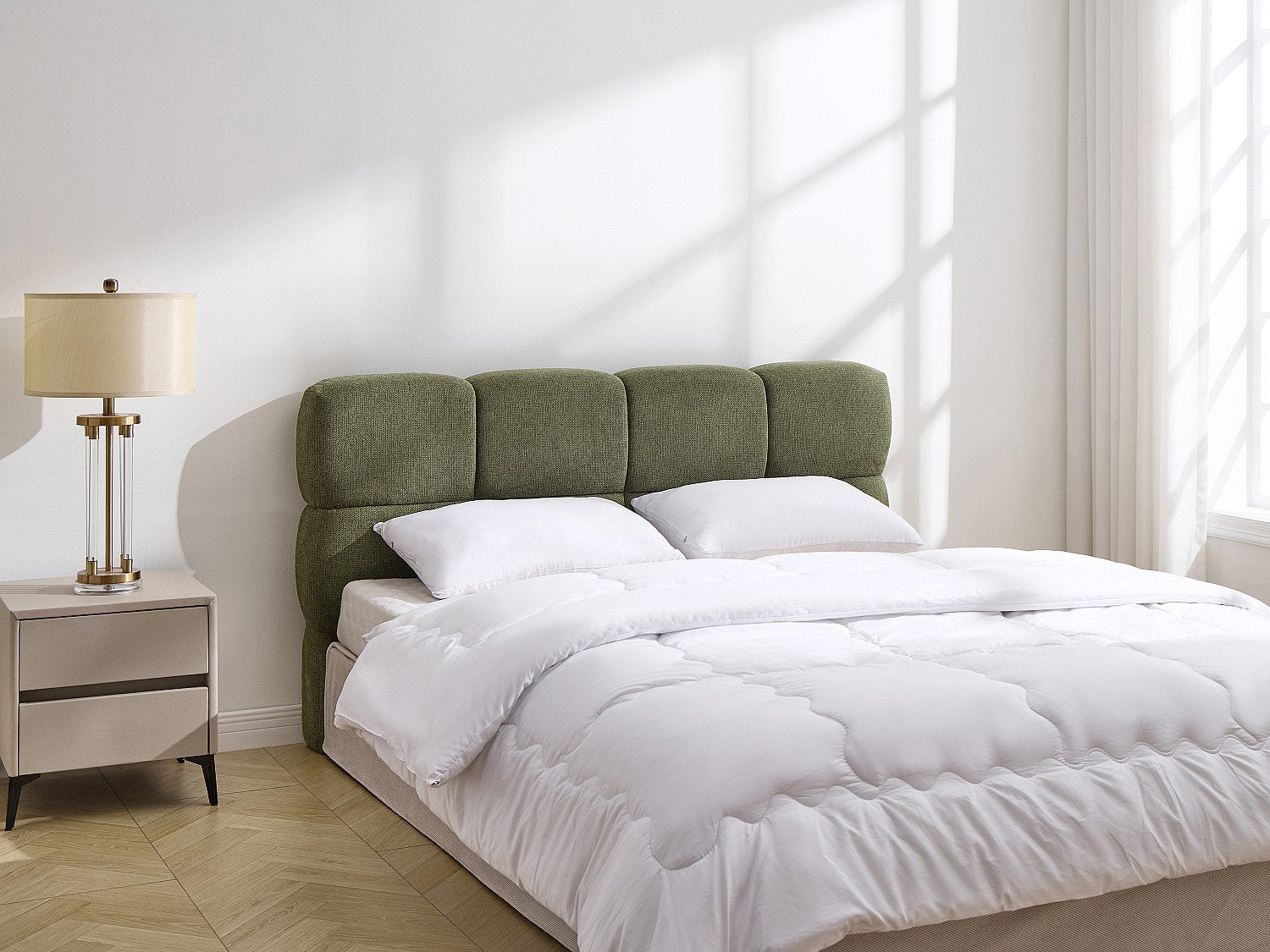 Testata letto 160 cm Tessuto testurizzato Verde oliva - DAMADO | Leroy ...