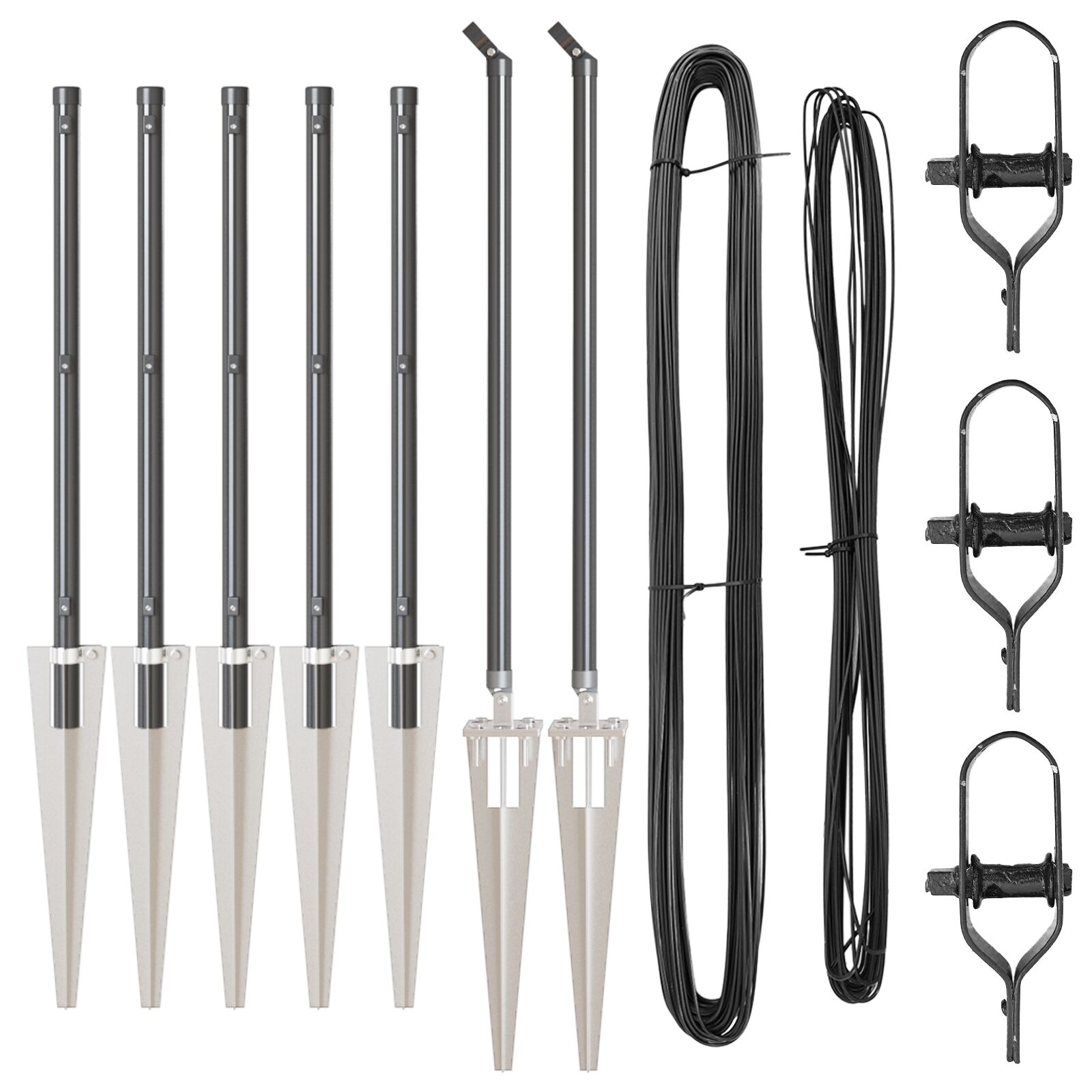 Postes de cerca con pica 7 uds Ø32 mm 100 cm Acero galvanizado ...