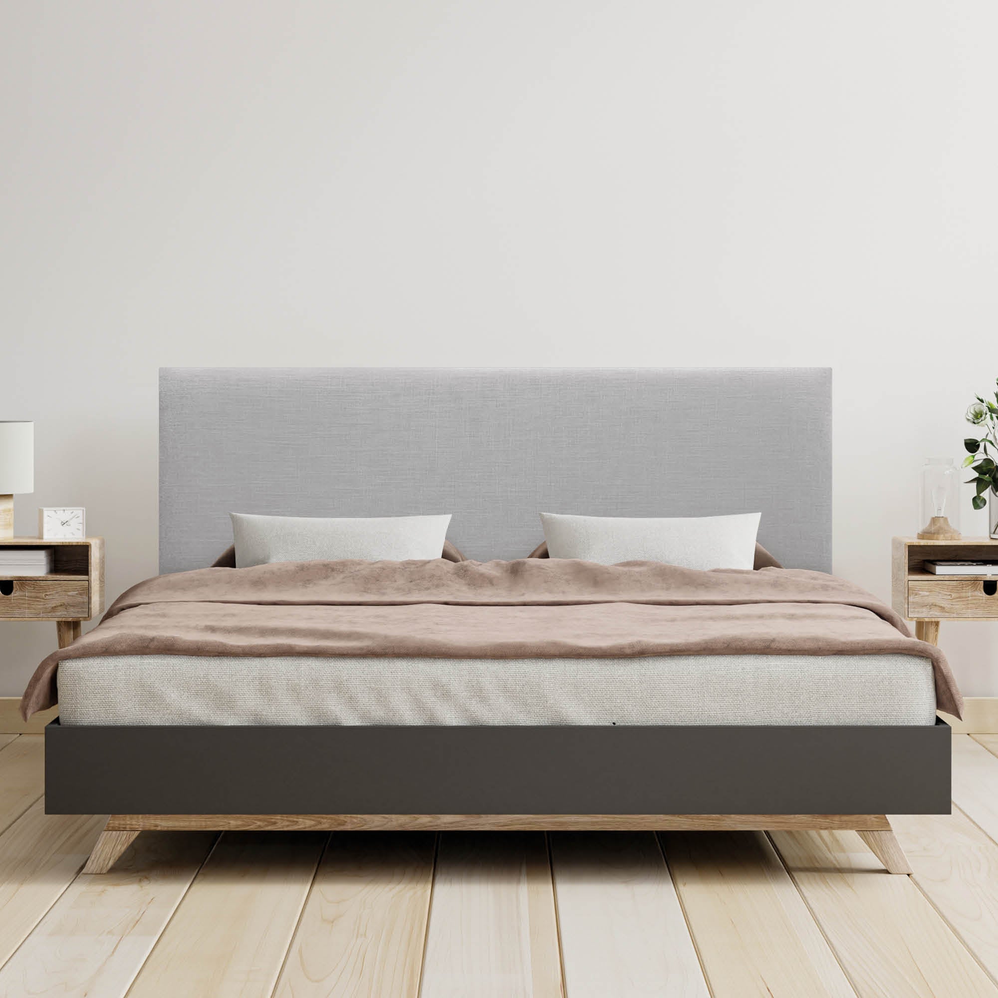 DHOME Tête de lit en lin naturel uni tête de lit rembourrée pour lit ...