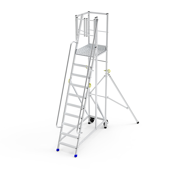 Escabeau 10 marches grande plateforme - Hauteur max. travail 4.50m ...