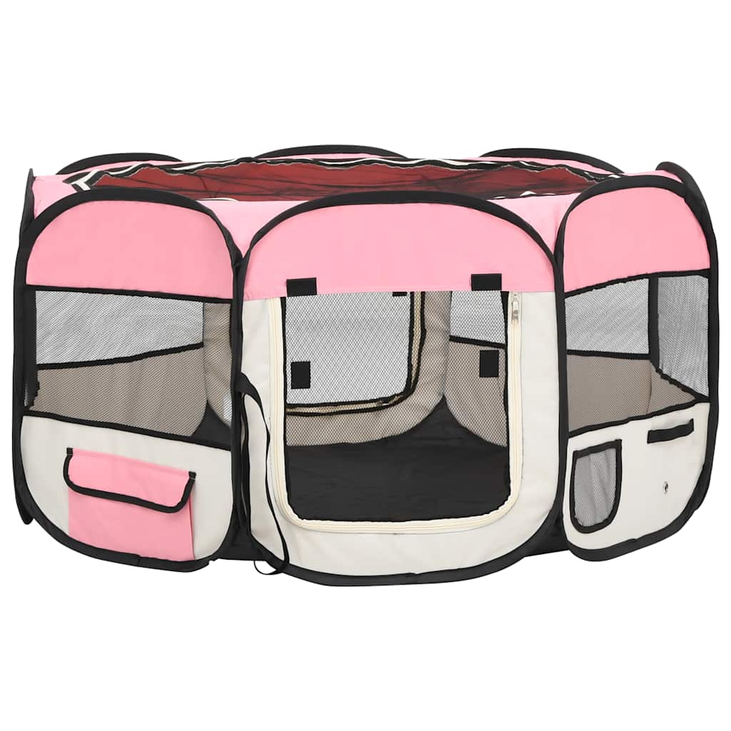 Parc pliable pour chien avec sac de transport Rose 125x125x61cm | Leroy ...