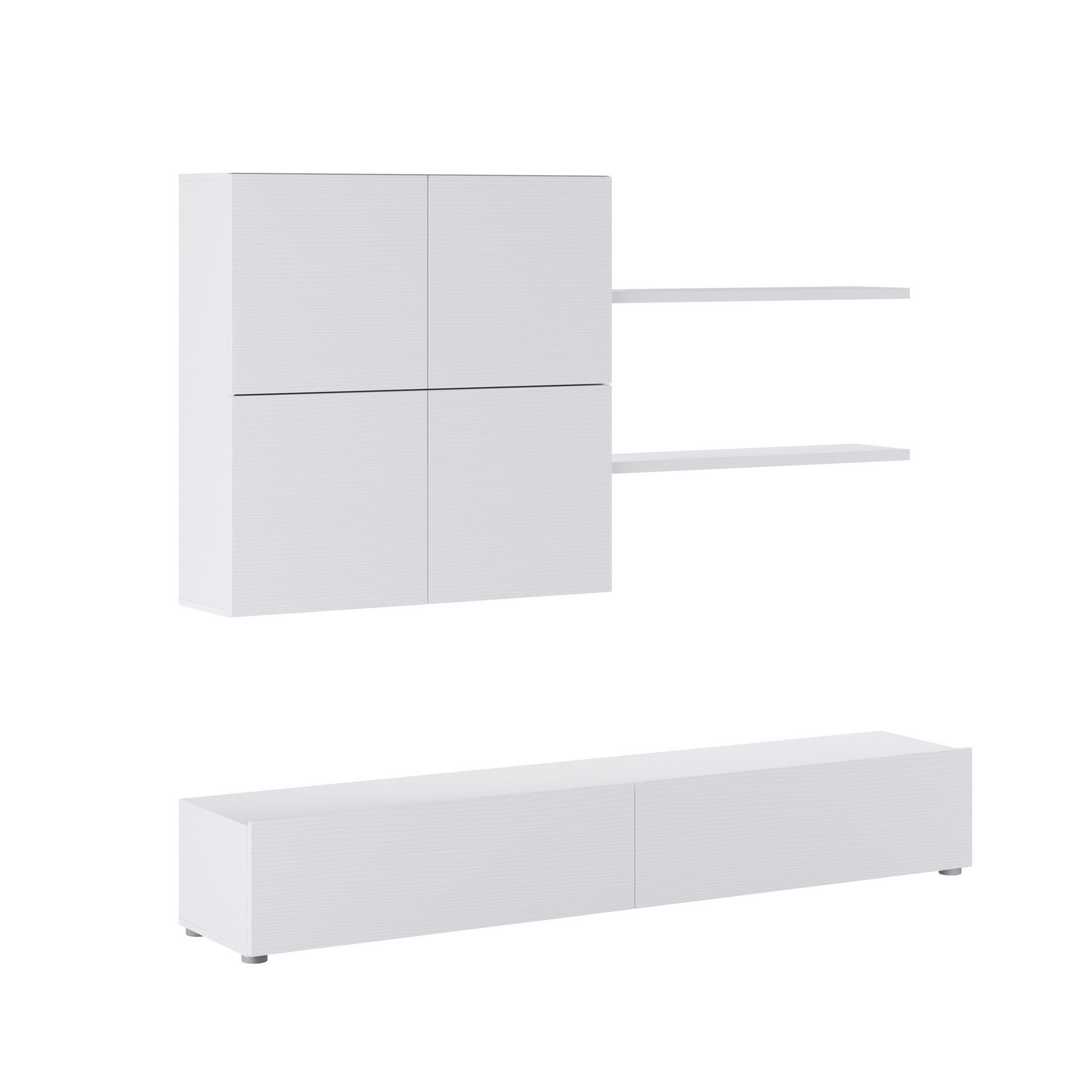 Mueble salón Tonya Total White 4 puertas + 2 cestas + 2 estantes alerce ...