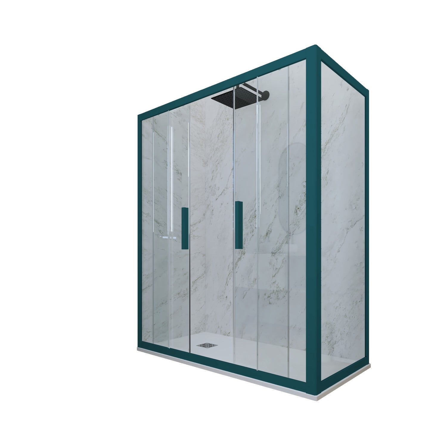 Cabine parois de douche angulaire coulissante 90x160 cm H 200 en PVC ...
