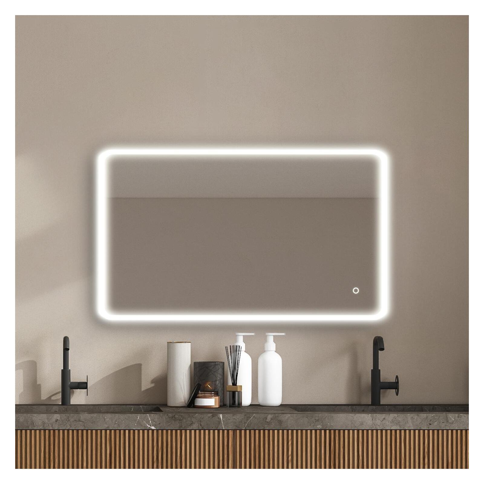 Espejo LED rectangular L60/80/90/120cm con retroiluminación MIRALUX | Leroy Merlin