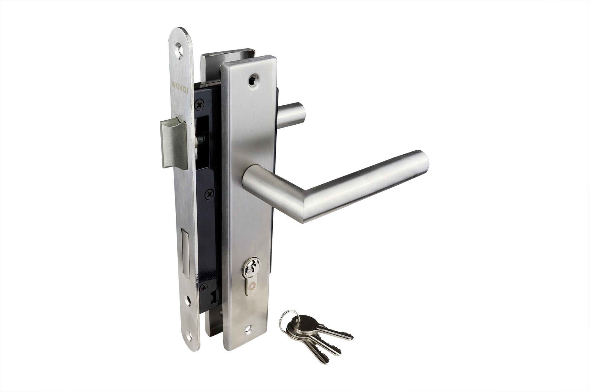 Wovar Set ferrure de porte - Serrure inox sur plaque - Par set | Leroy ...