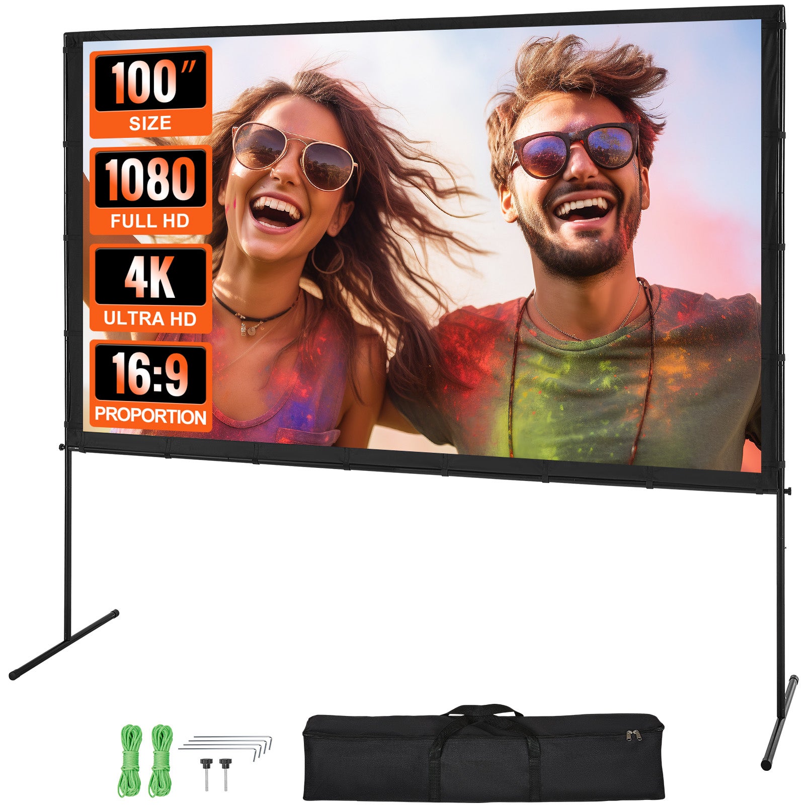 Écran de Projection sur Pied Portable VEVOR 100 pouces 16:9 HD Toile de ...