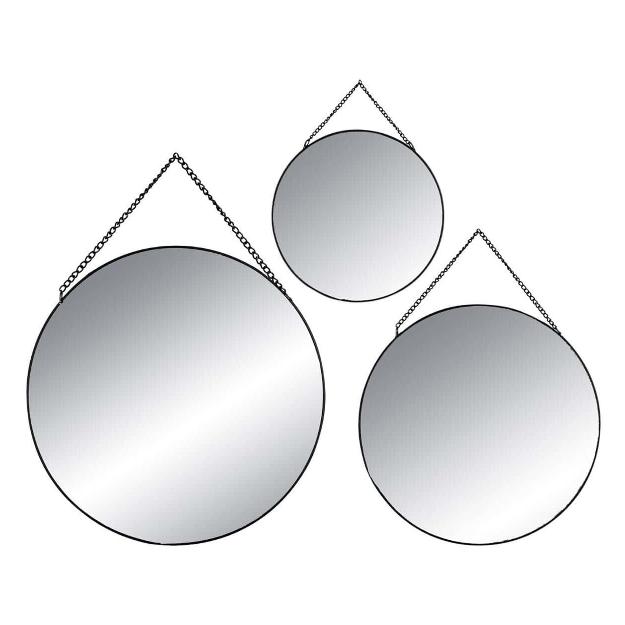 WELL HOME - Lot de 3 miroirs décoratifs ronds en métal Ø20Ø24Ø29cm ...