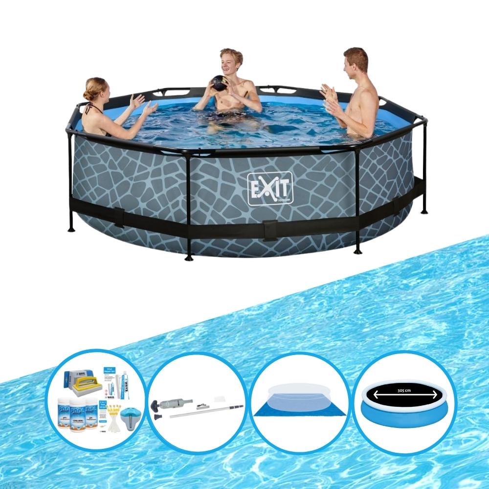 EXIT Piscine Stone Grey - Frame Pool ø300x76cm - Plus accessoires ...
