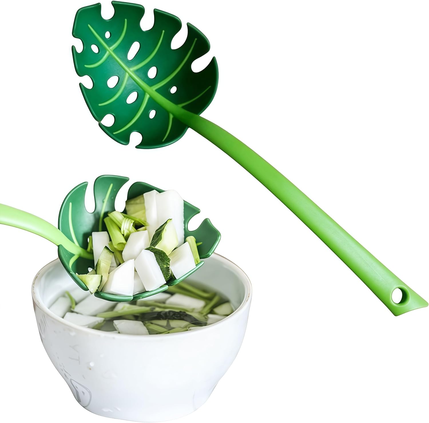 Jungle Spoon Monstera Leaf Soup Skimmer Spoon, Green, PP Material, 11 ...