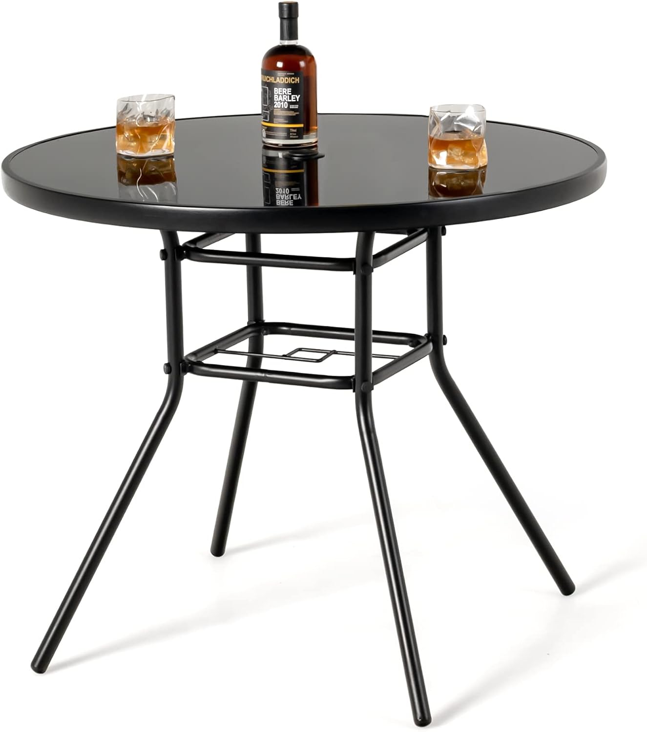 Table de Jardin Ronde 86 CM, Table d' Extérieure avec Trou pour Parasol ...