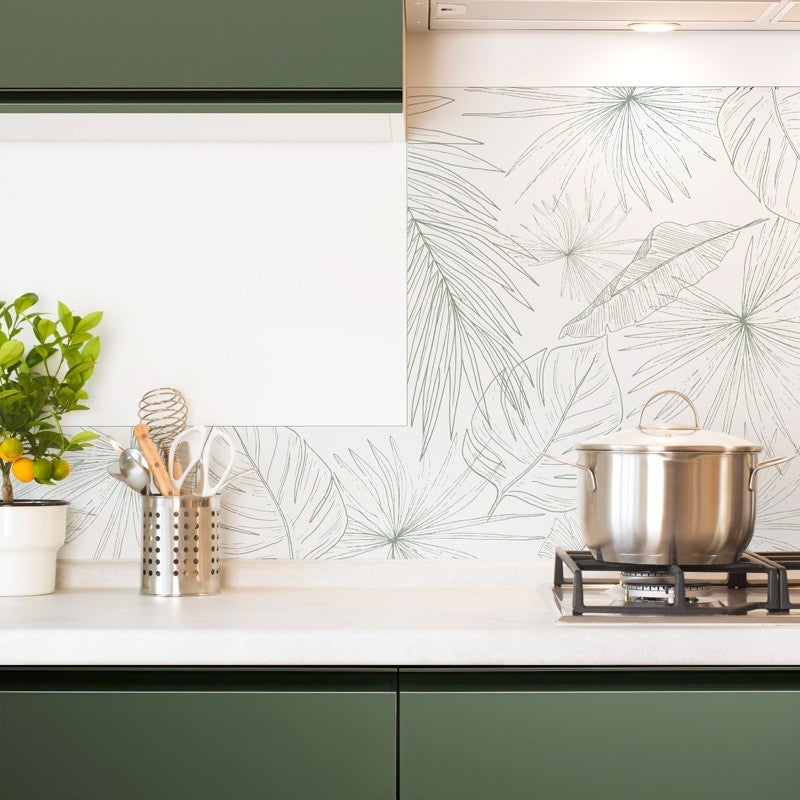 Crédence cuisine en aluminium - floral vert - 300x20 cm (en 3 bandeaux ...