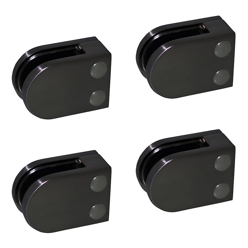 4 x Pince à verre plate modèle 02 - Ep. verre 8 mm - Inox noir ...