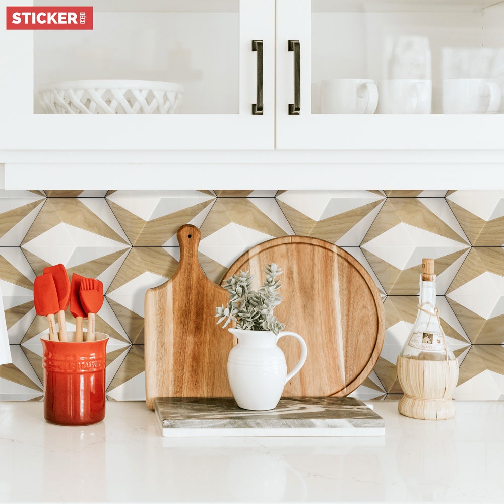 Crédence Adhésive Bois Hexagone - 300 x 60 cm | Leroy Merlin