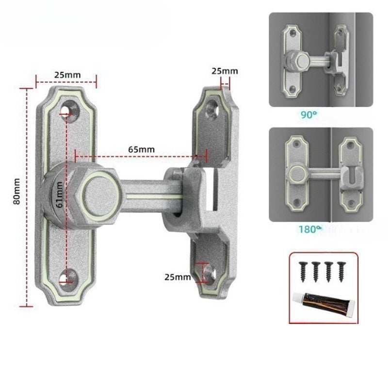 Verrouillage de Porte sans Perçage - Sécurité - 180/90 degrés Vis et ...
