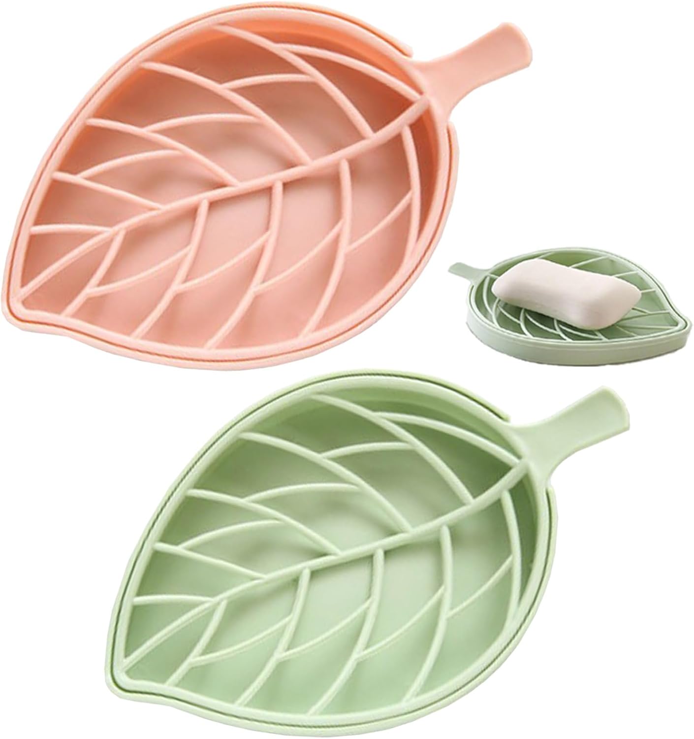 Rose,Vert - 2 Pièces Porte Savon Salle de Bain - Pratique Boite A Savon ...