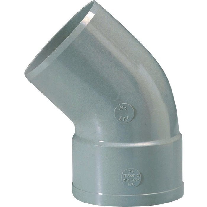 Raccord PVC gris coudé 45° - diamètre 100 mm - Simple emboîture - Girpi ...