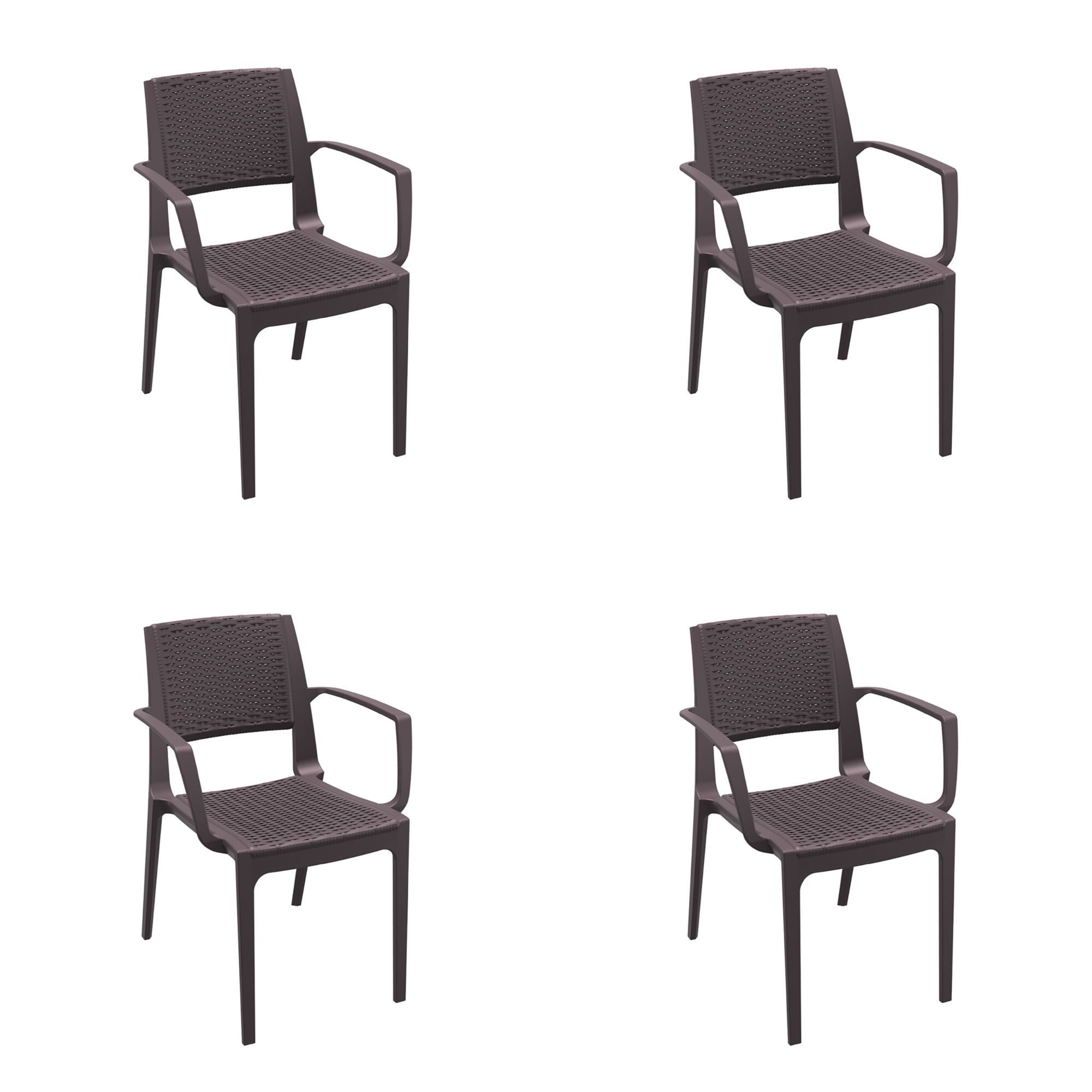 Garbar MODENA Set 4 Silla Con Brazos Interior, Exterior Chocolate ...