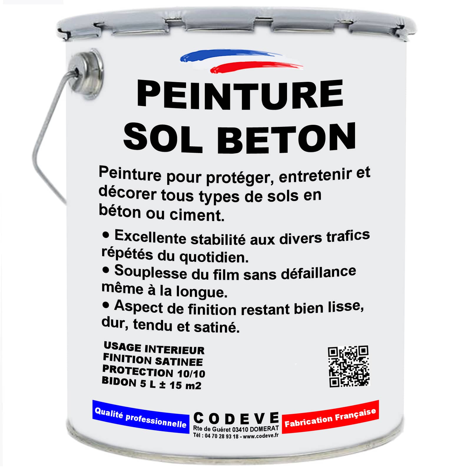 Peinture Sol Beton - 5 L - Codeve Bois - RAL 3000 - Rouge feu - Sol ...