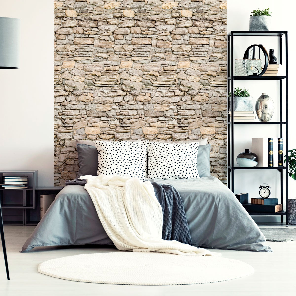 Papier peint intissé pré-encollé - MUR EN PIERRE NORWICH - 1 rouleau de ...