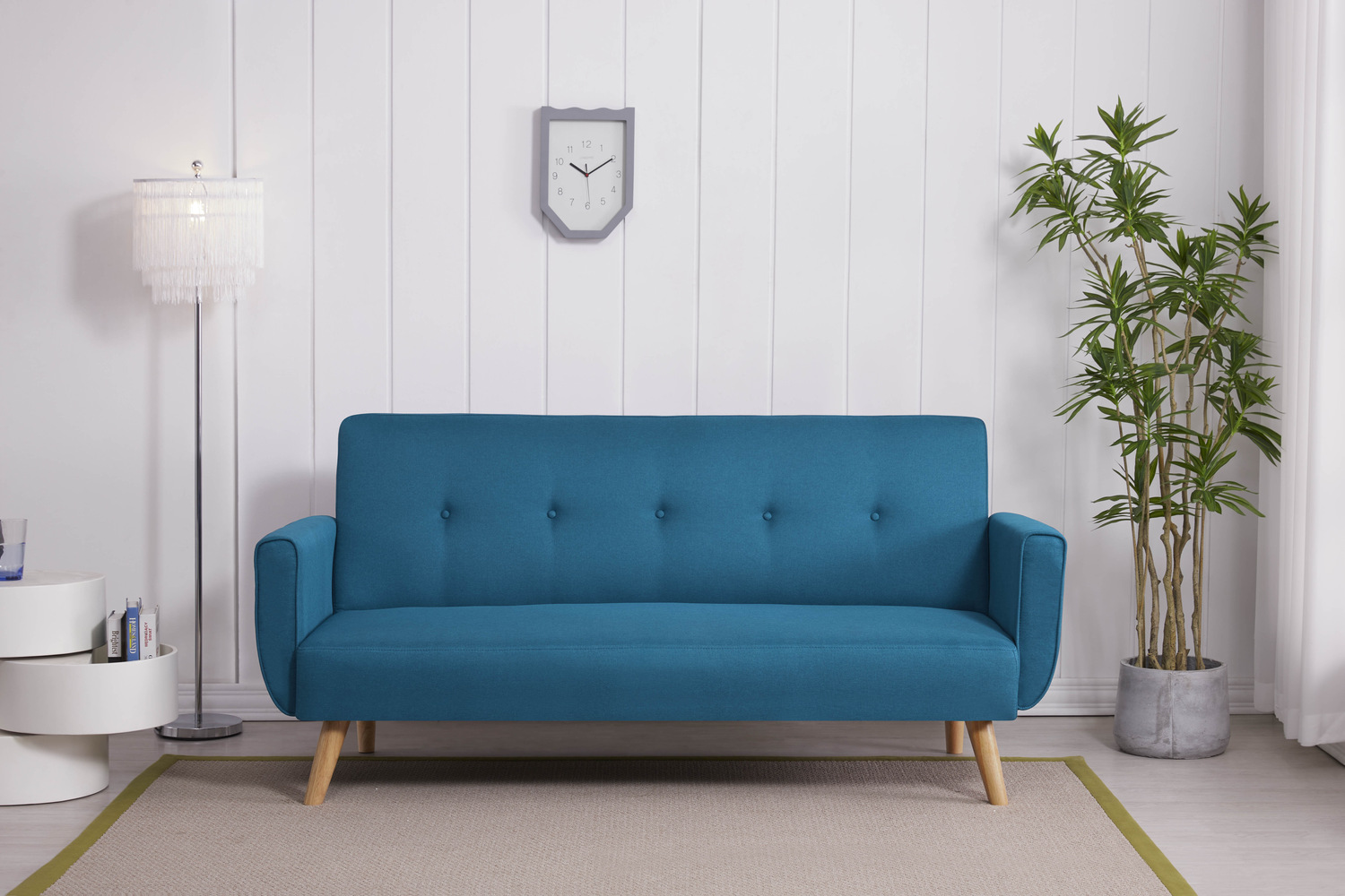 MALMO Sofá escandinavo convertible 3 plazas terciopelo azul pato ...