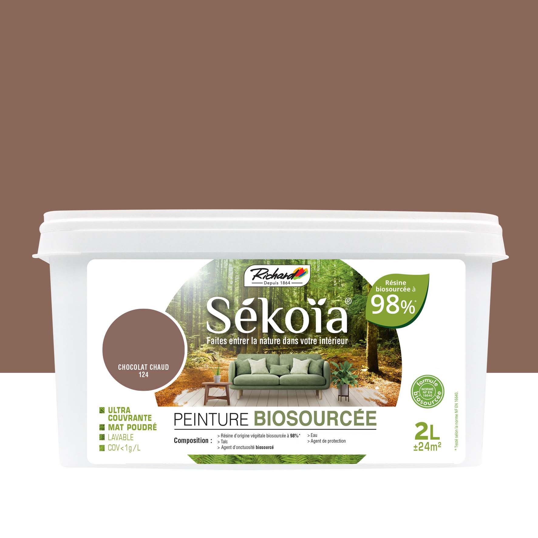Peinture biosourcée Sékoia Richard chocolat chaud mat 2 l | Leroy Merlin
