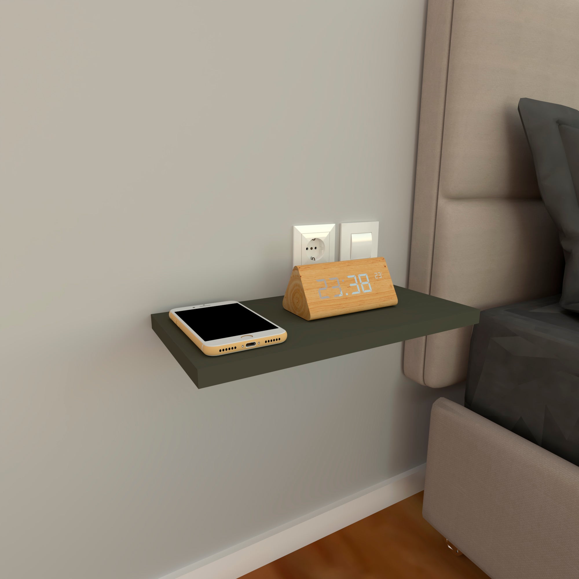 Henor Étagère murale en Bois 50 x 20 x 3 cm. Charge 25 Kg.Support caché ...