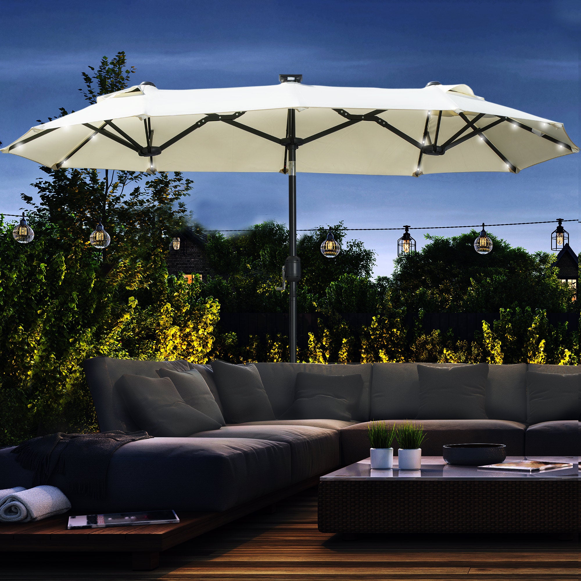Parasol de jardin 295 x 219 cm, parasol de plage, parasol de jardin ...