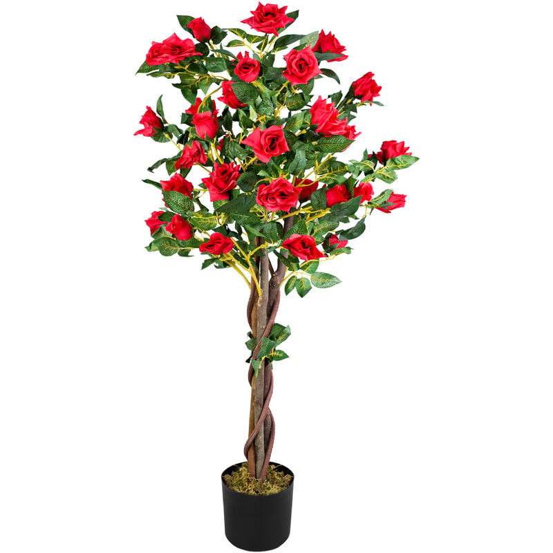 Rosier Rose Plante Artificiel Artificielle avec Floraisons Rouge 120cm ...