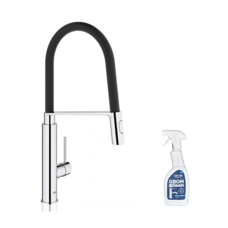Grifo de cocina con spray cromado GROHE Feel Quickfix + limpiador ...
