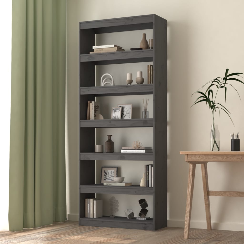 Bibliothèque/Séparateur de pièce Gris 80x30x199,5 cm Pin massif | Leroy ...