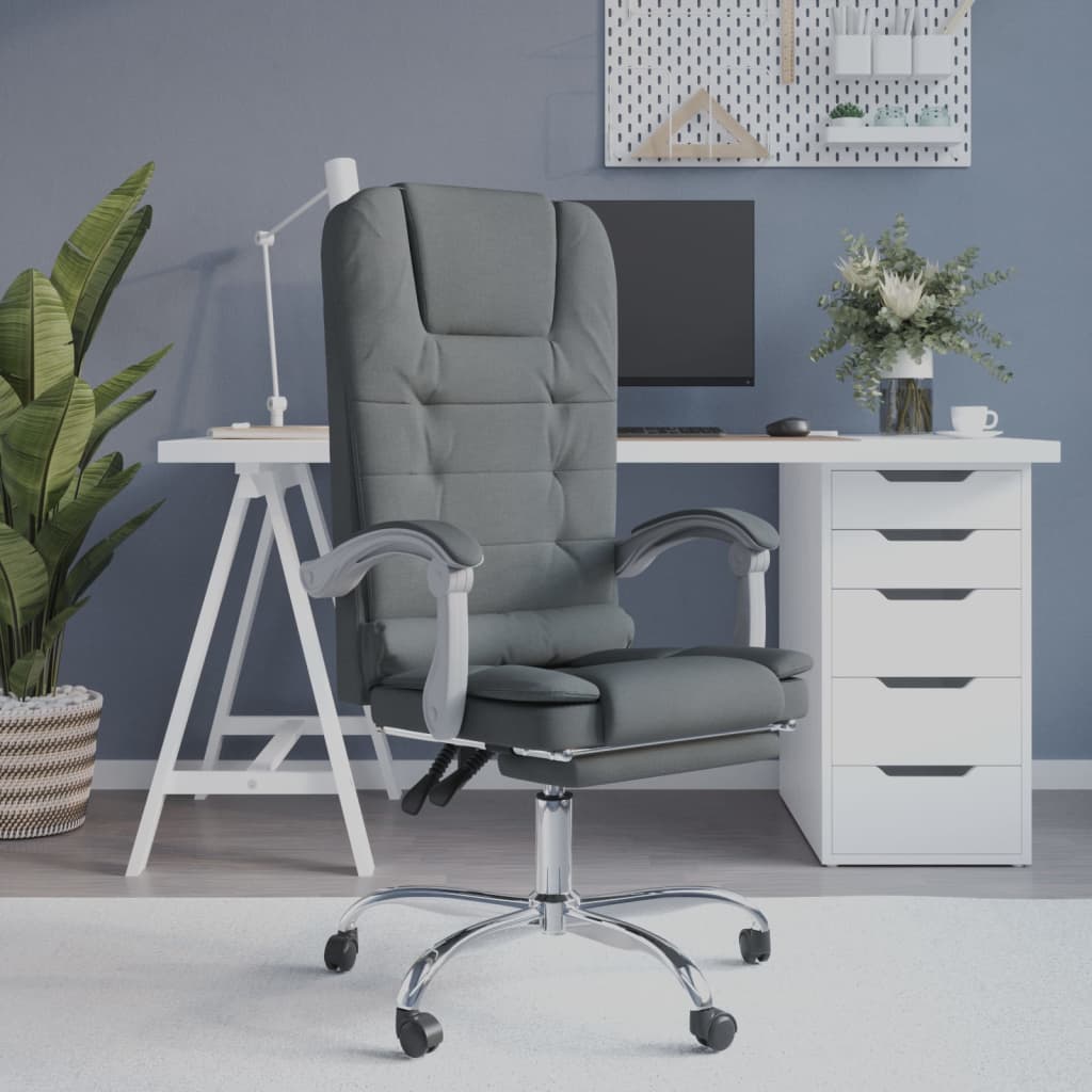 Maison Exclusive - Silla de oficina reclinable con masaje de tela gris ...