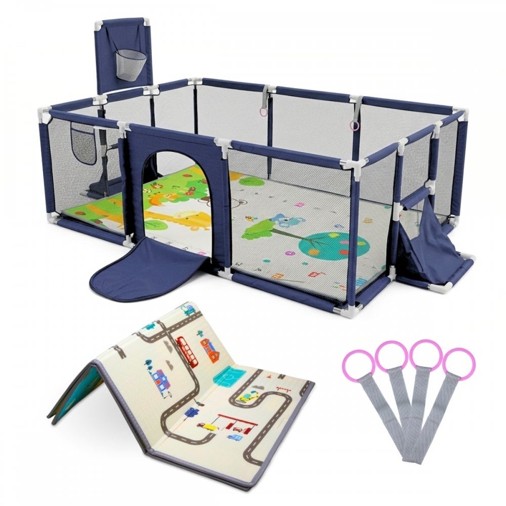 Parc pour enfants avec tapis Mobiclinic Tapis 90 x 41 cm Anneaux Panier ...