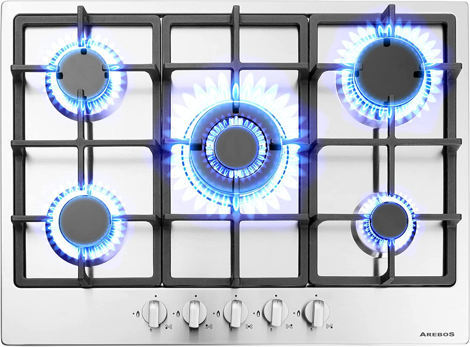 Plaque Gaz 5 Feux Cuisinière à gaz de 5 flammes Acier inoxydable ...