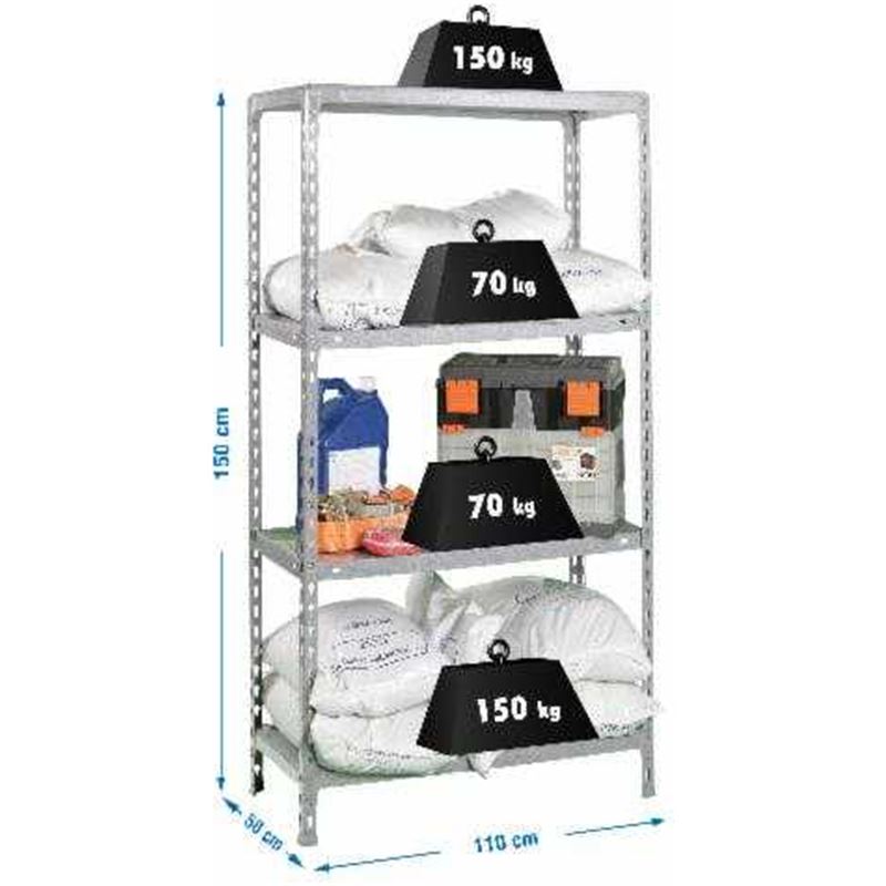 Estanteria metálica ECOCLICK SUPERPLUS 4/500 GALVANIZADO - 1500x1100x500 - Simon Rack | Leroy Merlin