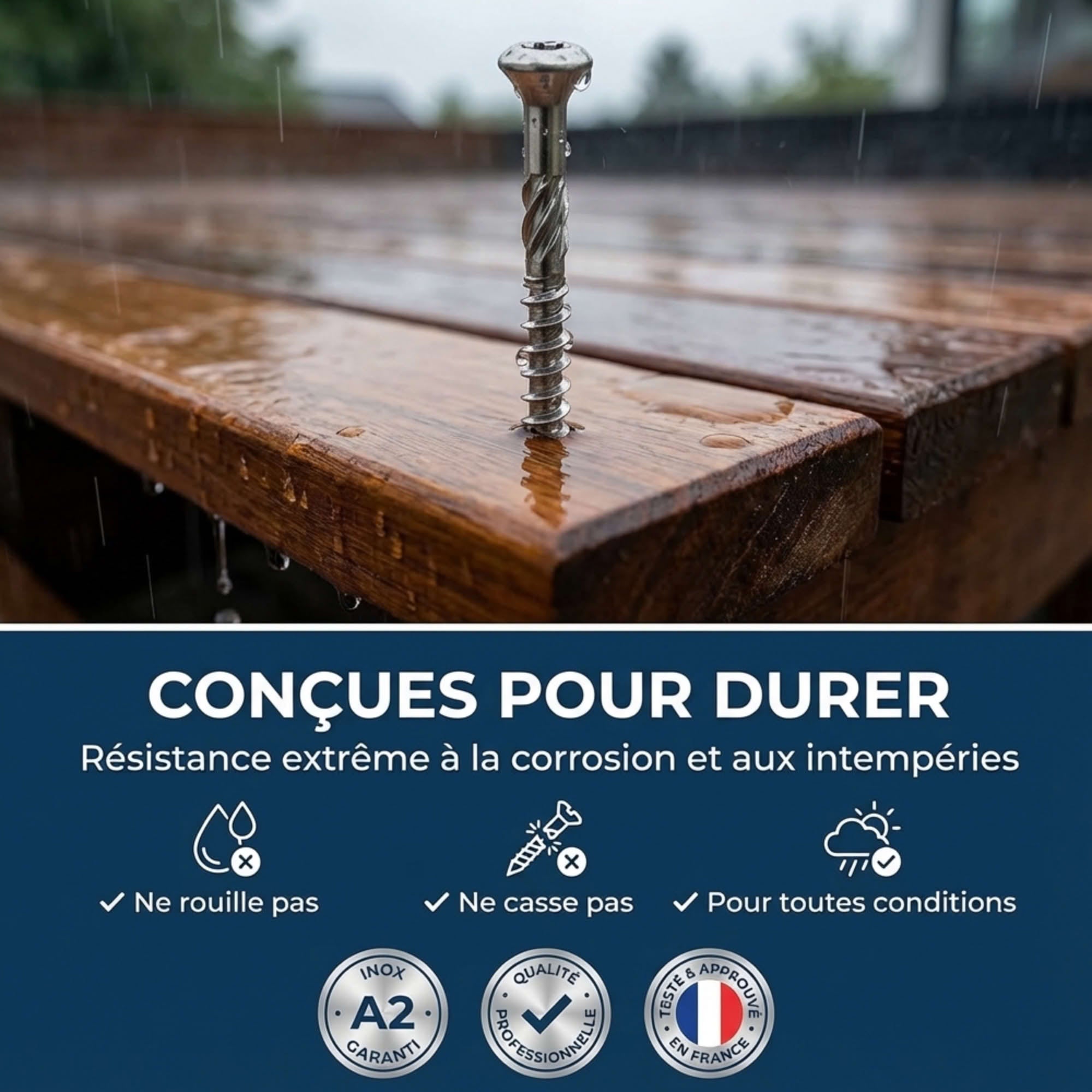 Lot de 500 vis terrasse en Inox A2 à double filetage - Empreinte Torx ...
