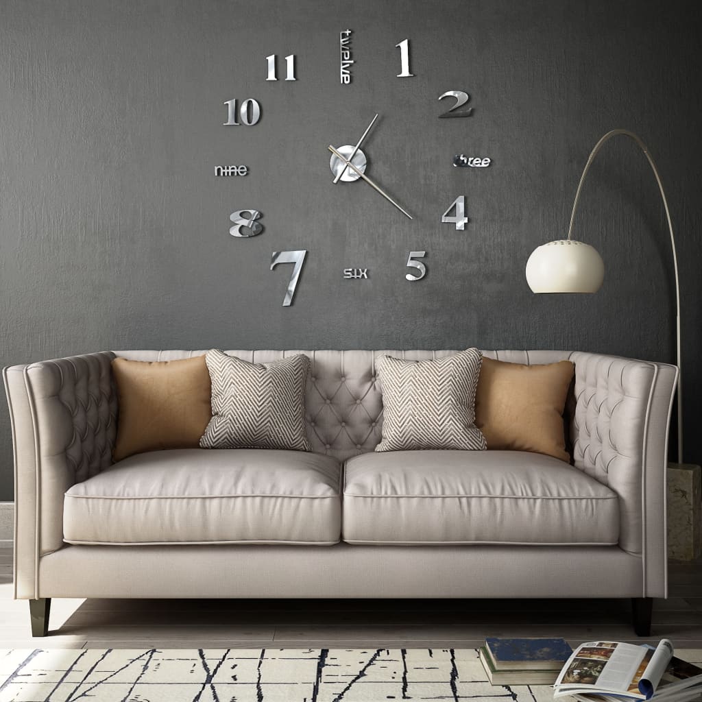 Reloj de pared 3D diseño moderno 100 cm XXL plata vidaXL | Leroy Merlin