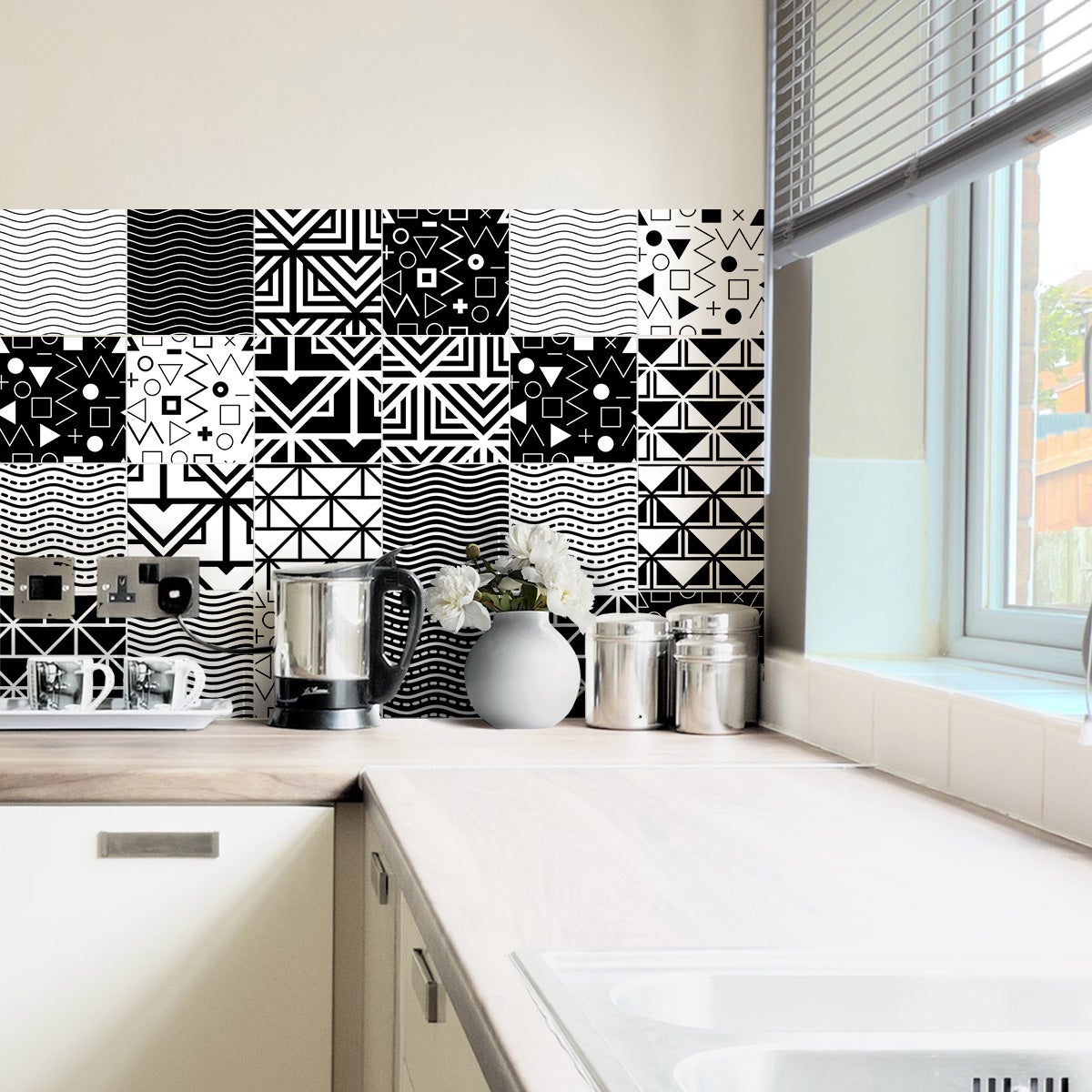 24 vinilos baldosas de cemento étnico Varna - adhesivo de pared ...