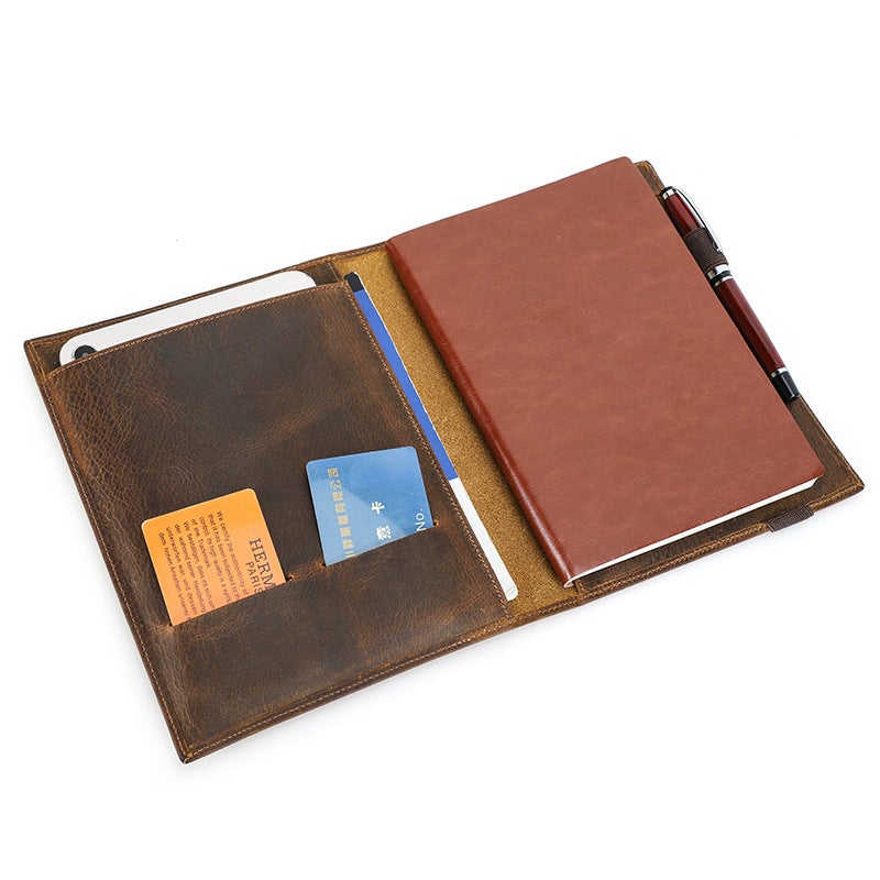 Porte-Documents en Cuir Véritable avec Bloc-Notes et Fermeture à ...