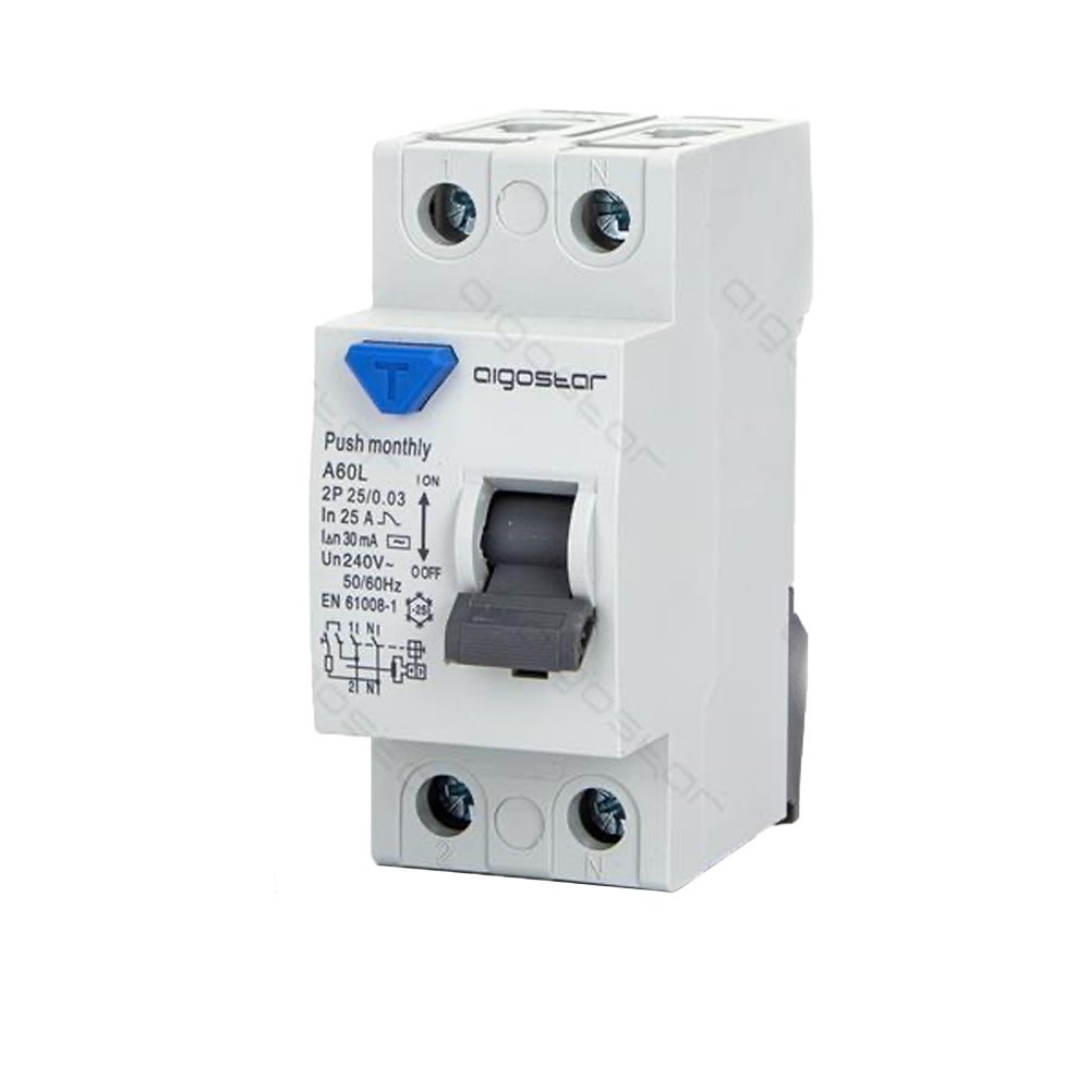 INTERRUPTOR RESULTADO RESIDUAL PURO AIGOSTAR 2P VOLT 230 A 25 KA 6.0 MA ...