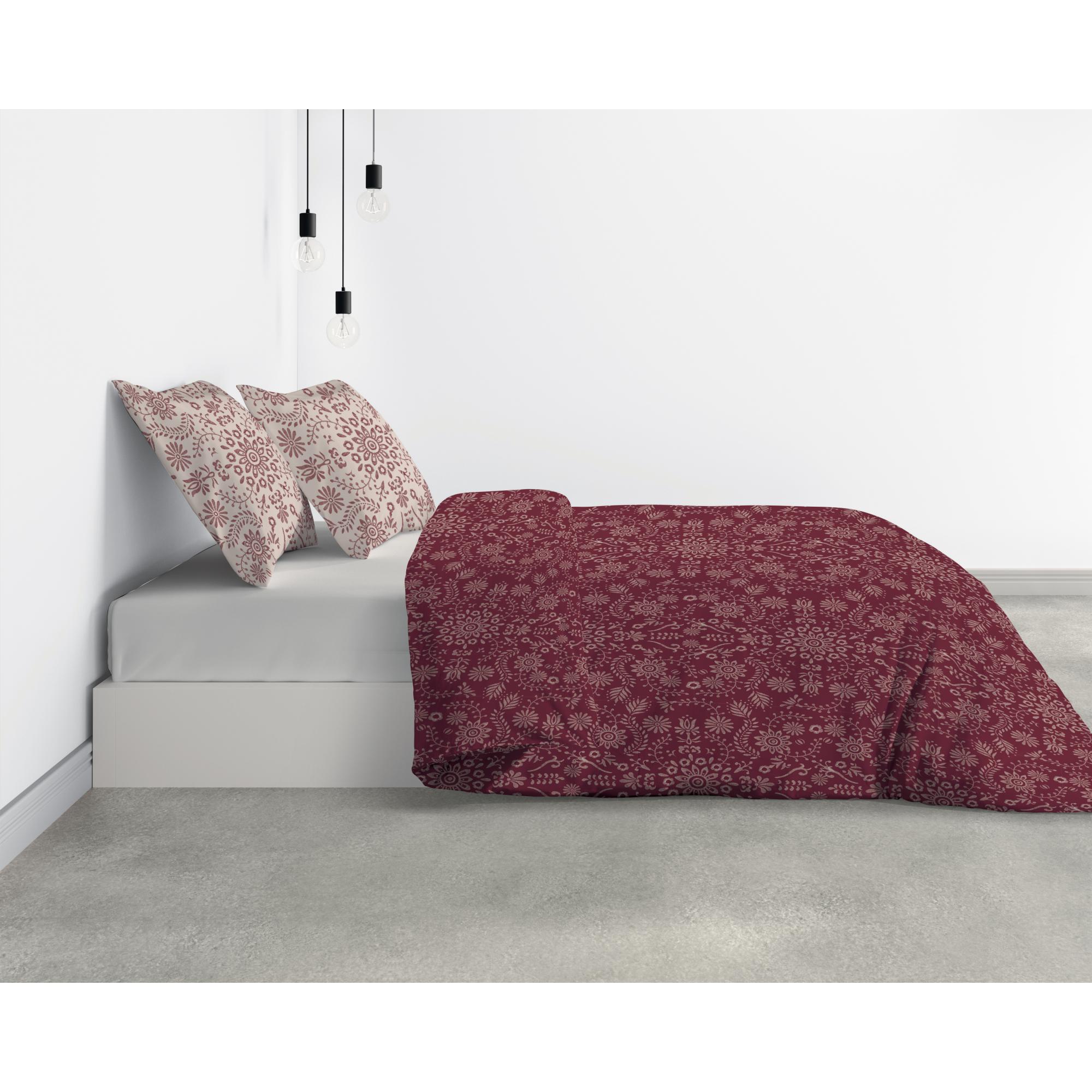 Parure de lit bio Vishka Bordeaux avec housse de couette et taie(s) d ...
